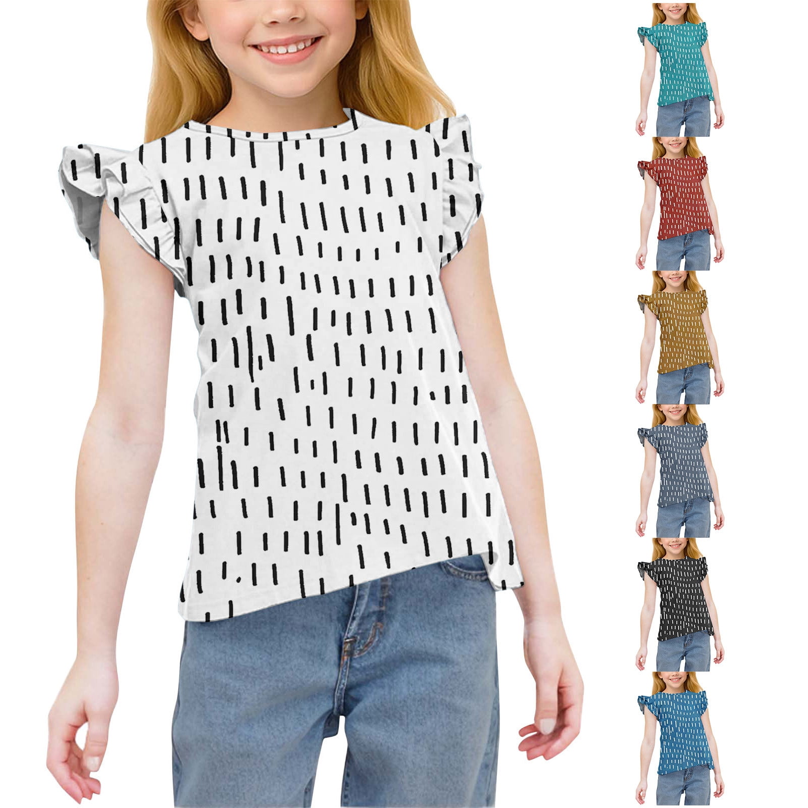 Avtoify Camouflage Print Crew Neck Summer Short Sleeve Shirts for Girls ...