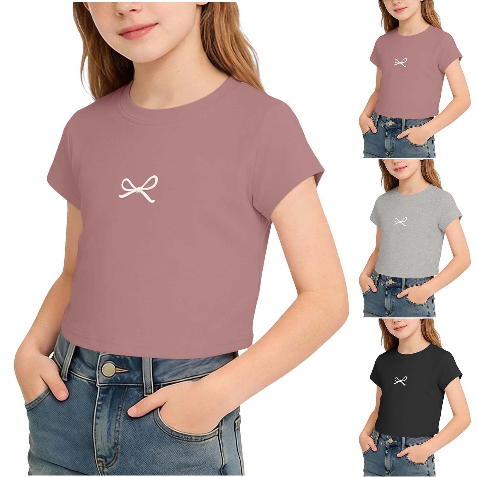 Avtoify Children's Print Round Neck Summer Girls Short Sleeve Shirts ...
