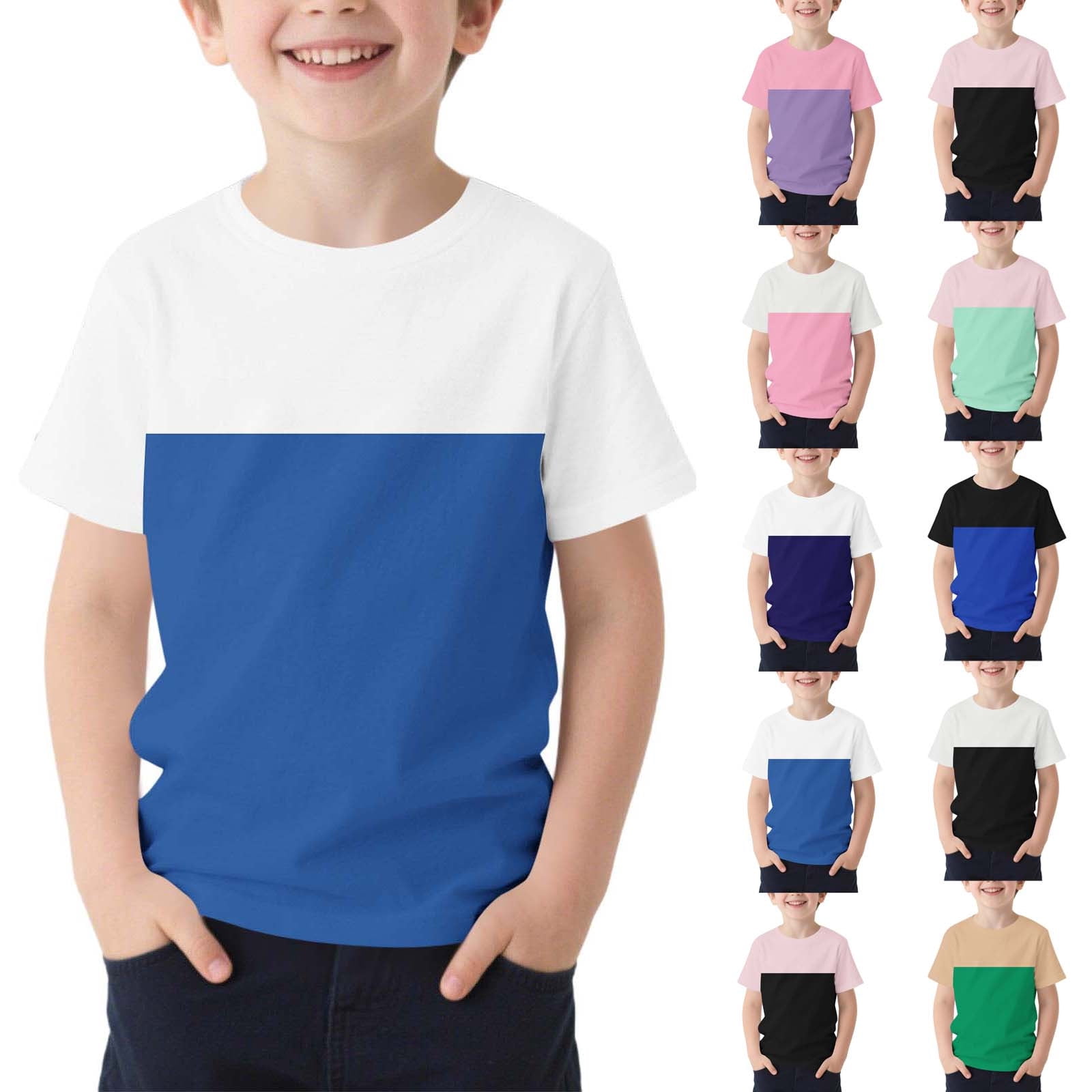 Avtoify Children's Print Round Neck Summer Girls Short Sleeve Shirts ...