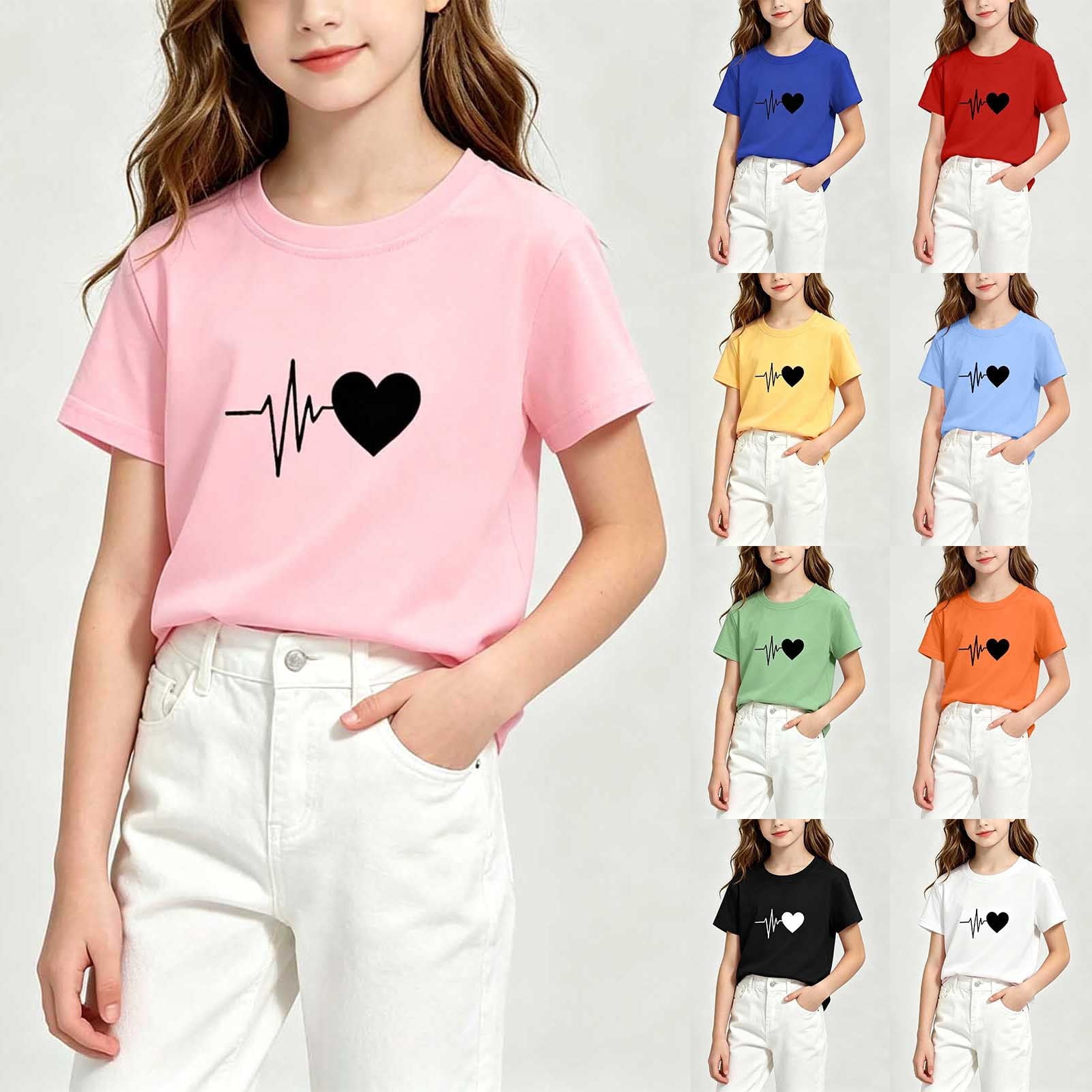 Avtoify Children's Print Round Neck Summer Short Sleeve Shirts for ...