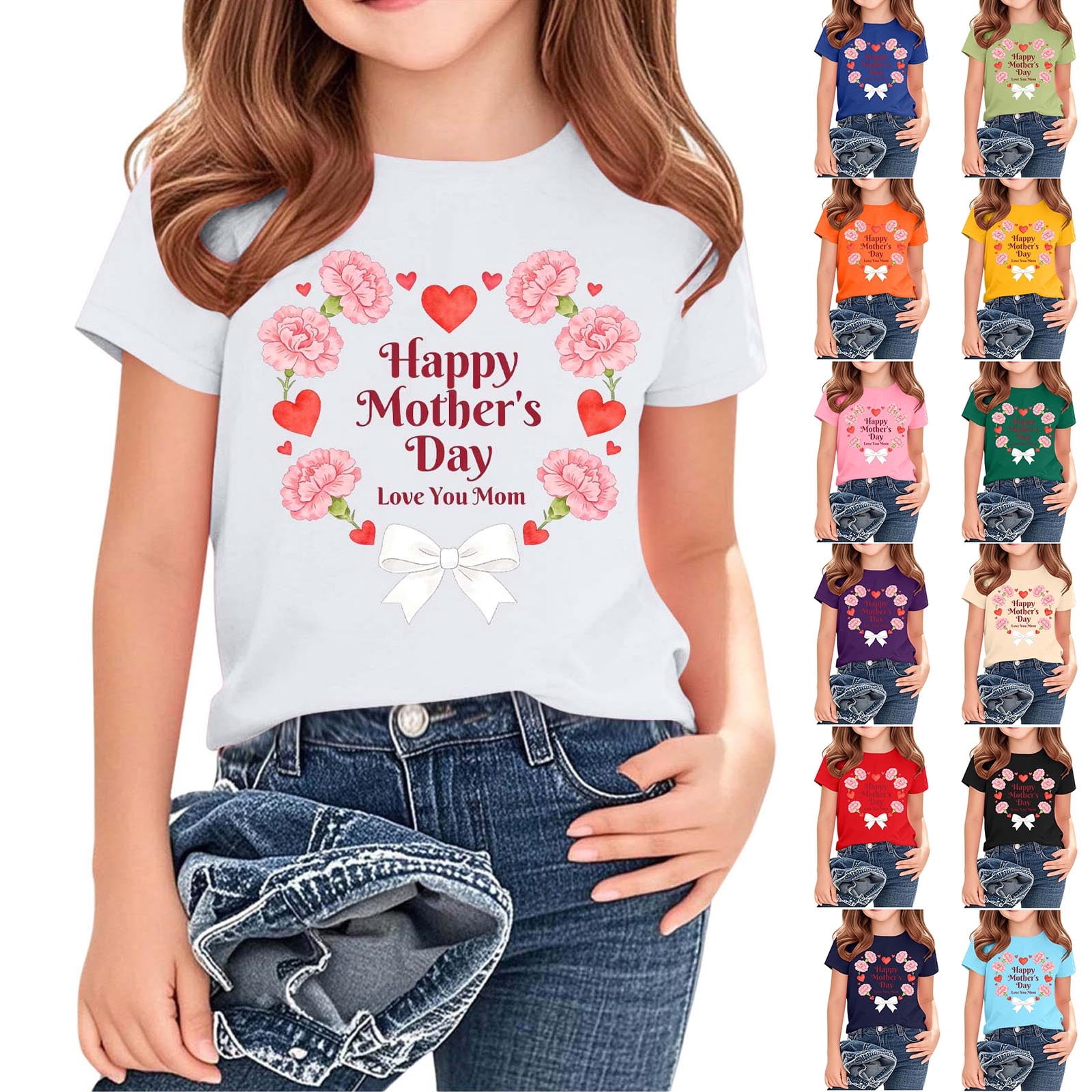 Avtoify Children's Print Round Neck Summer Short Sleeve Shirts for ...