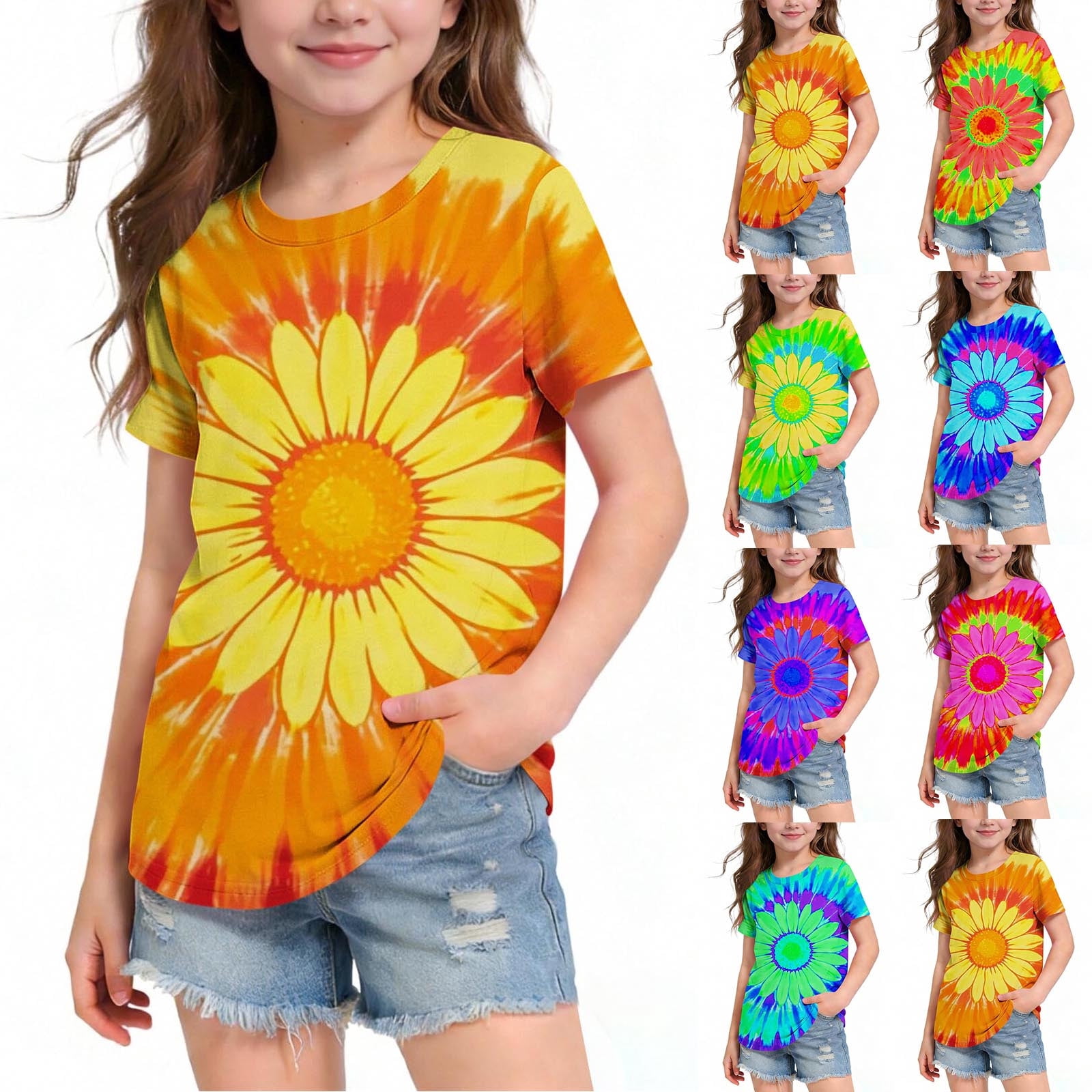 Avtoify Children's Print Round Neck Summer Short Sleeve Shirts for ...