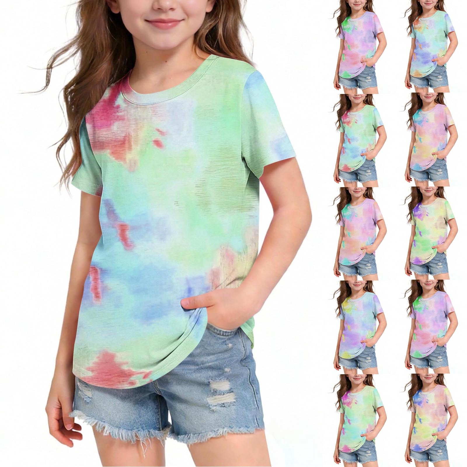 Avtoify Children's Print Round Neck Summer Short Sleeve Shirts for ...