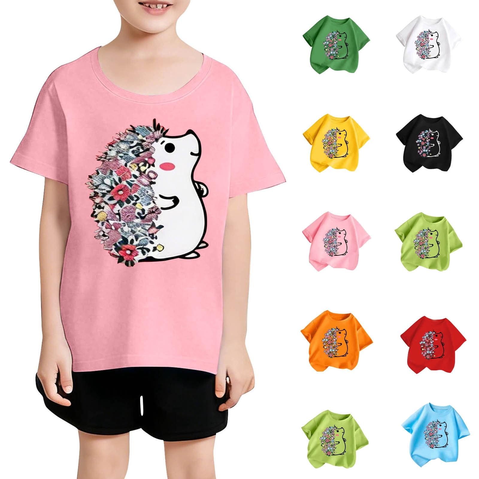 Avtoify Children's Print Summer Short Sleeve Shirts for Girls Sports ...