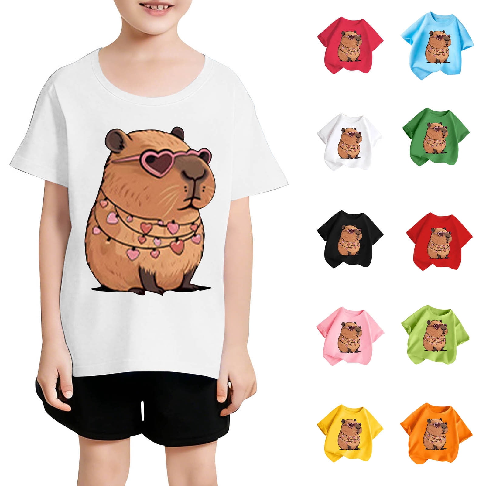 Avtoify Children's Print Summer Short Sleeve Shirts for Girls Sports ...