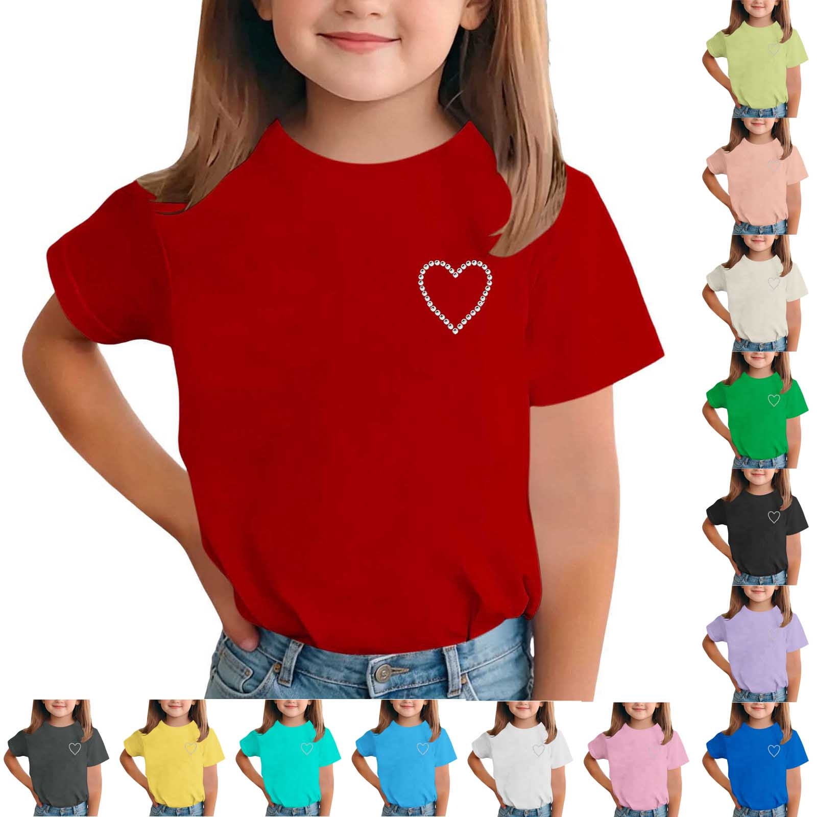 Avtoify Children's Solid Color Print Summer Kids Short Sleeve Shirts ...