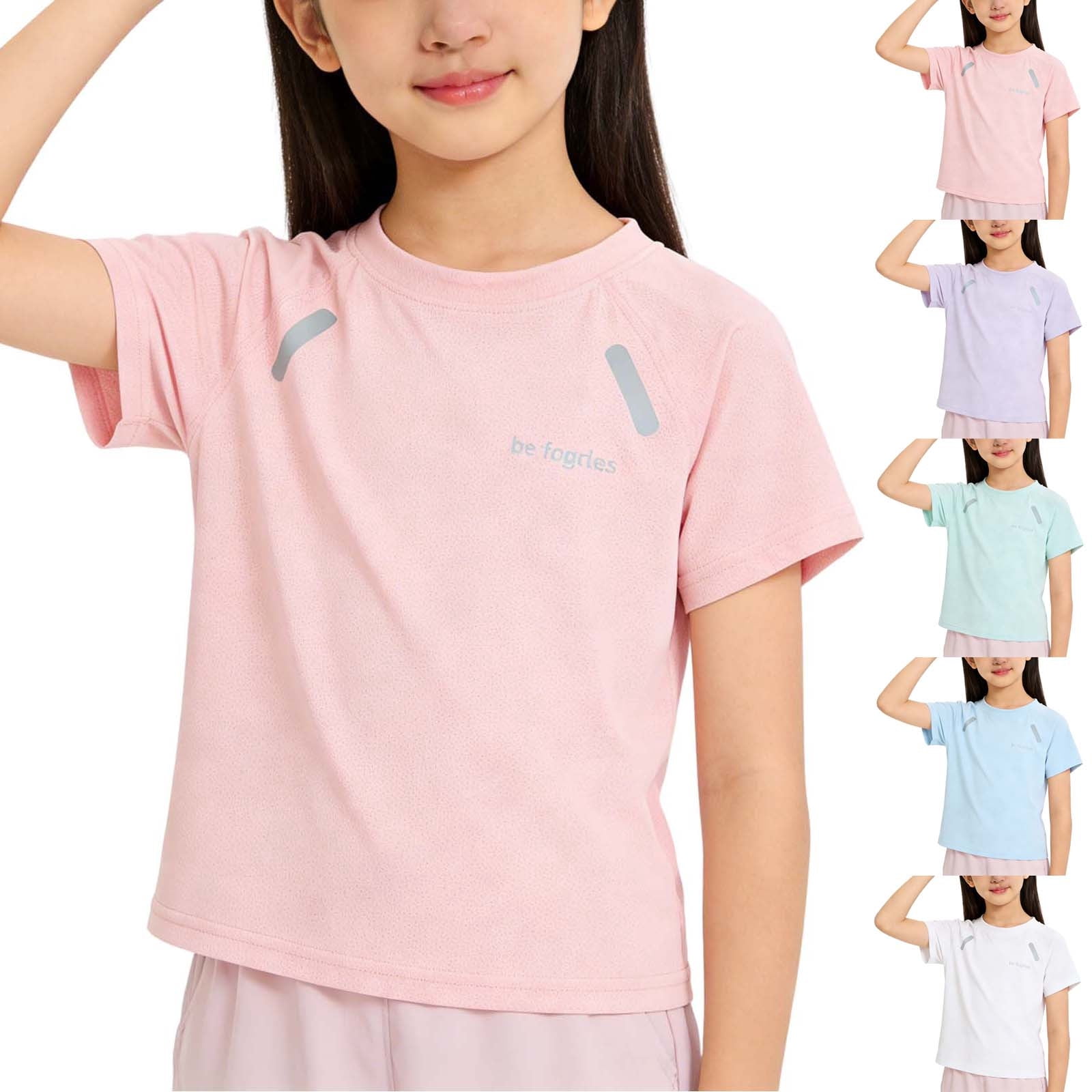 Avtoify Children's Solid Color Summer Kids Short Sleeve Shirts Sports ...