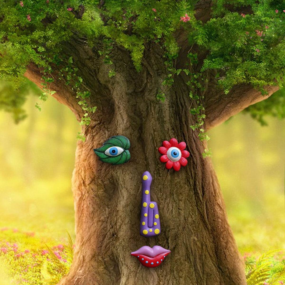 Avtoify Colorful Leaves And Tree Face Pendants Resin Tree Facial ...