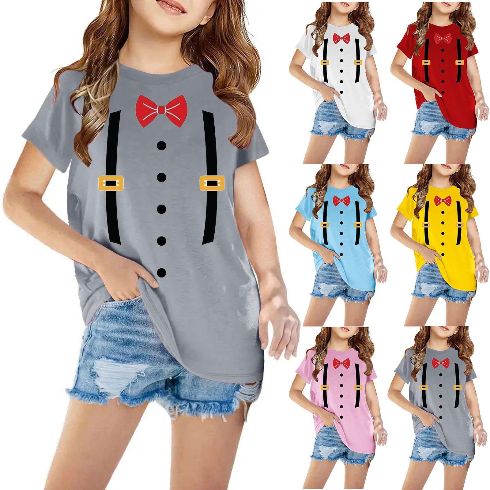 Avtoify Crop Top Graphic Print Summer Girls Short Sleeve Shirts Round ...