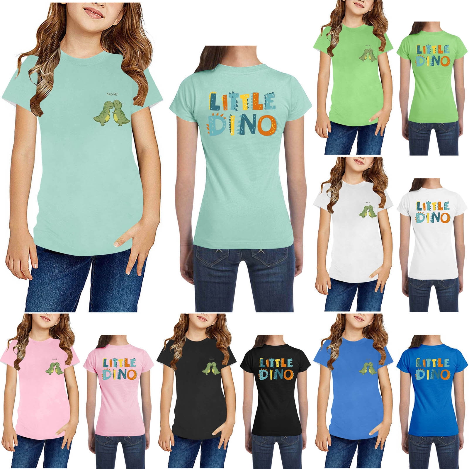 Avtoify Crop Top Graphic Print Summer Girls Short Sleeve Shirts Round ...