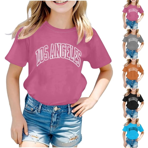 Avtoify Crop Top Graphic Print Summer Girls Short Sleeve Shirts Round ...