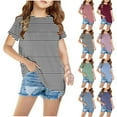 Avtoify Crop Top Graphic Print Summer Girls Short Sleeve Shirts Round ...