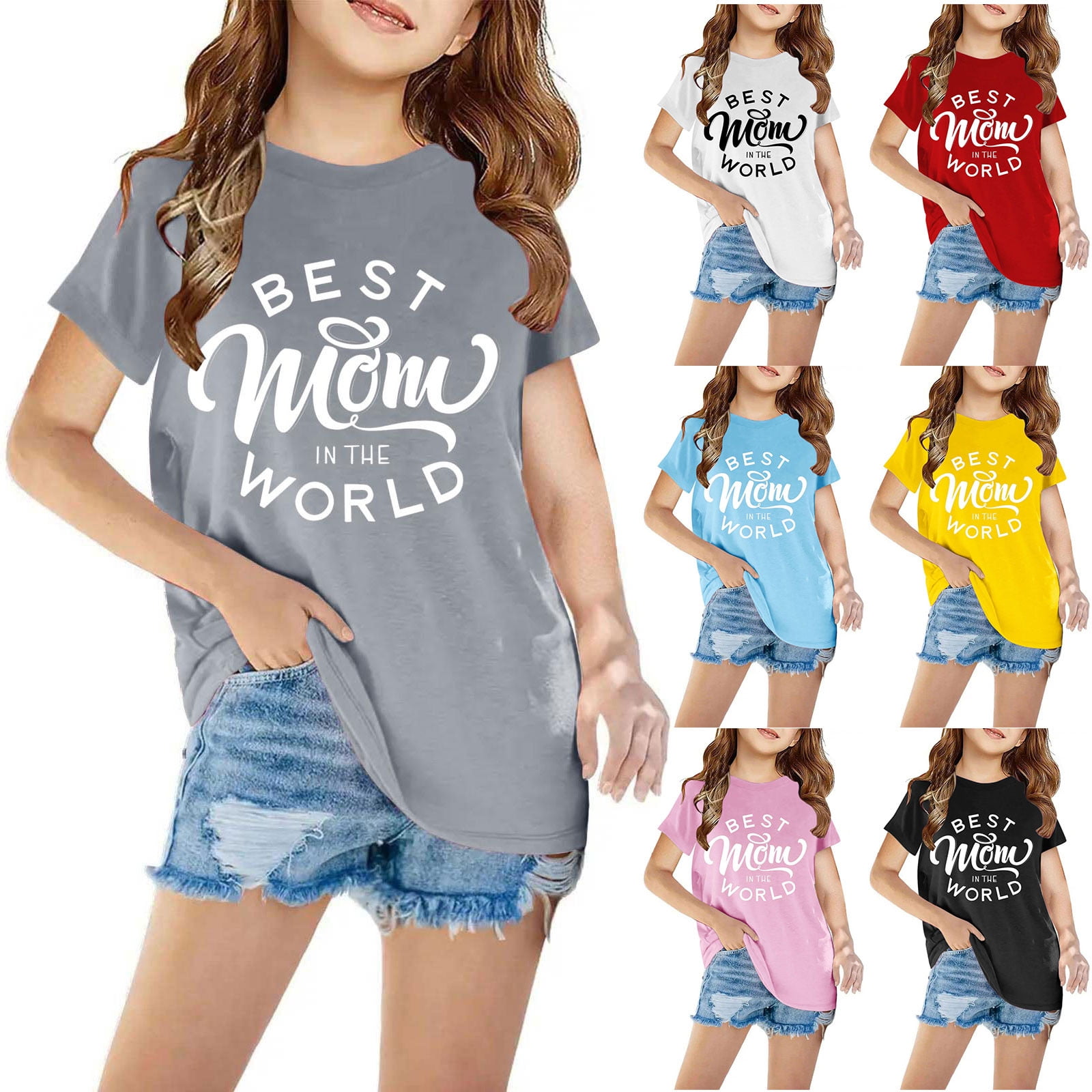 Avtoify Crop Top Graphic Print Summer Girls Short Sleeve Shirts Round ...