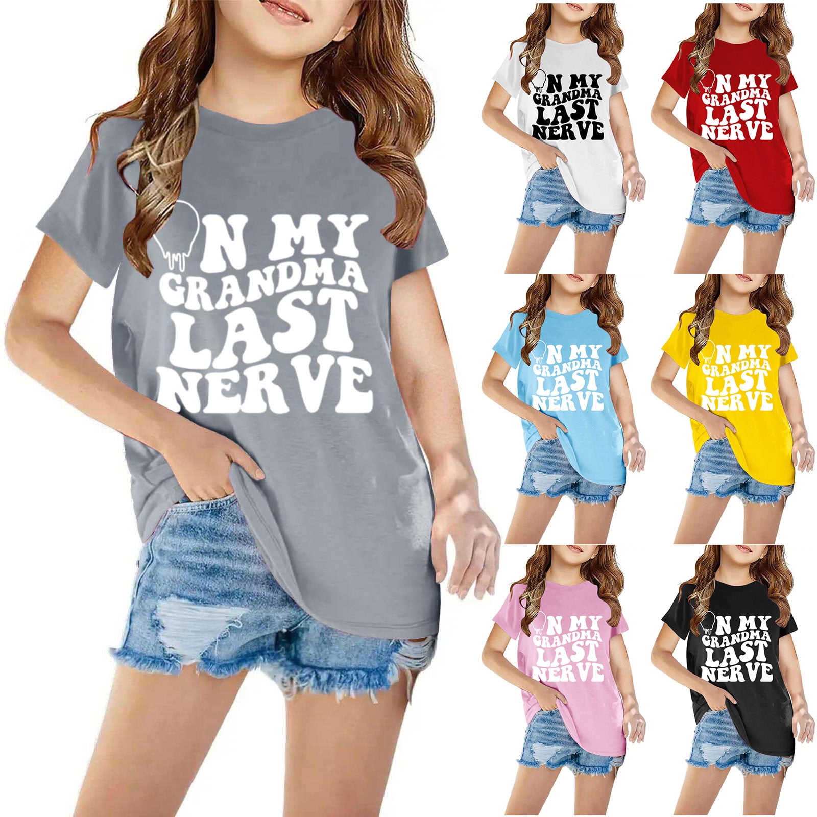 Avtoify Crop Top Graphic Print Summer Girls Short Sleeve Shirts Round ...