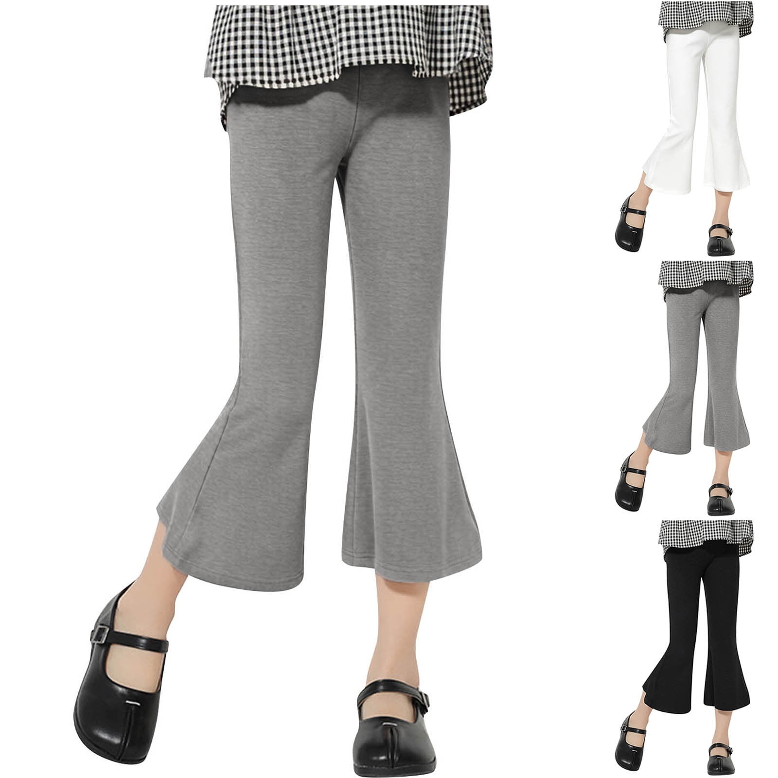 Avtoify Girls Capris 3-15 Years Solid Color Thin Outerwear Slight Flare ...