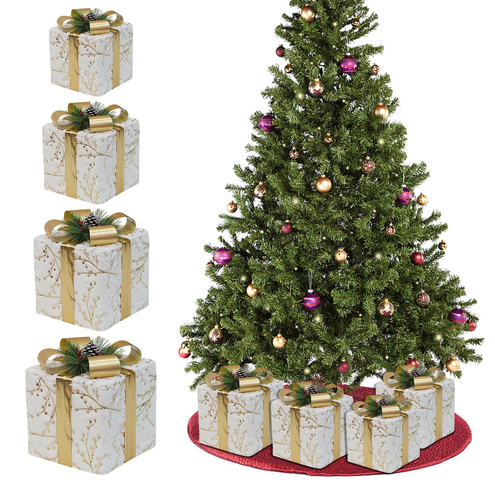 PRETXORVE Decorations , 8-inch Iron Frame Gift Box Set Electrified and ...