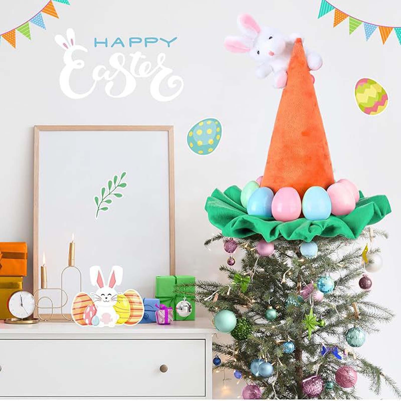 Avtoify Easter Clearance Easter Tree Topper Hat Bunny Decoration With ...
