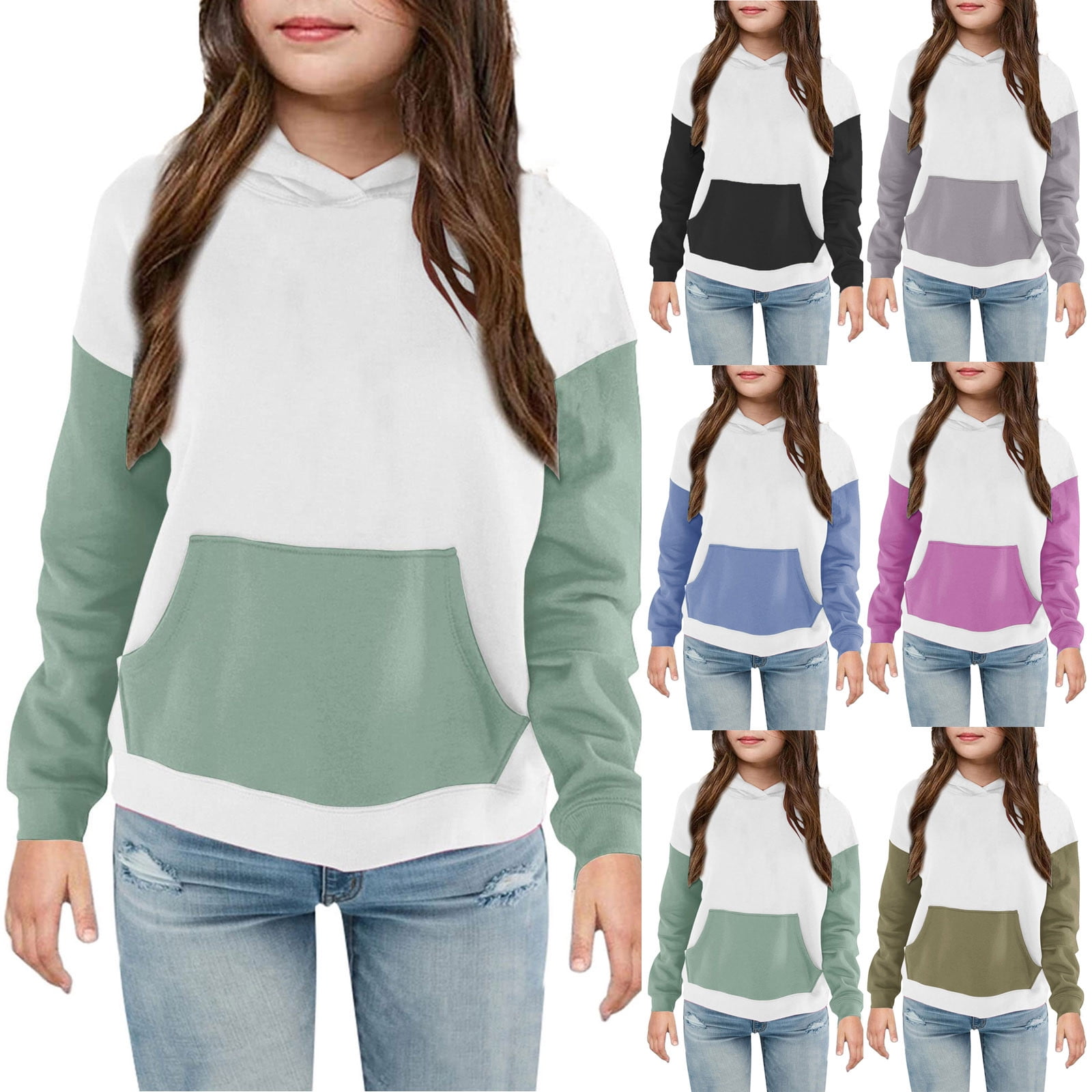 Avtoify Fall Girls Short Sleeve Shirts Color Print 4-14 Long Sleeve ...