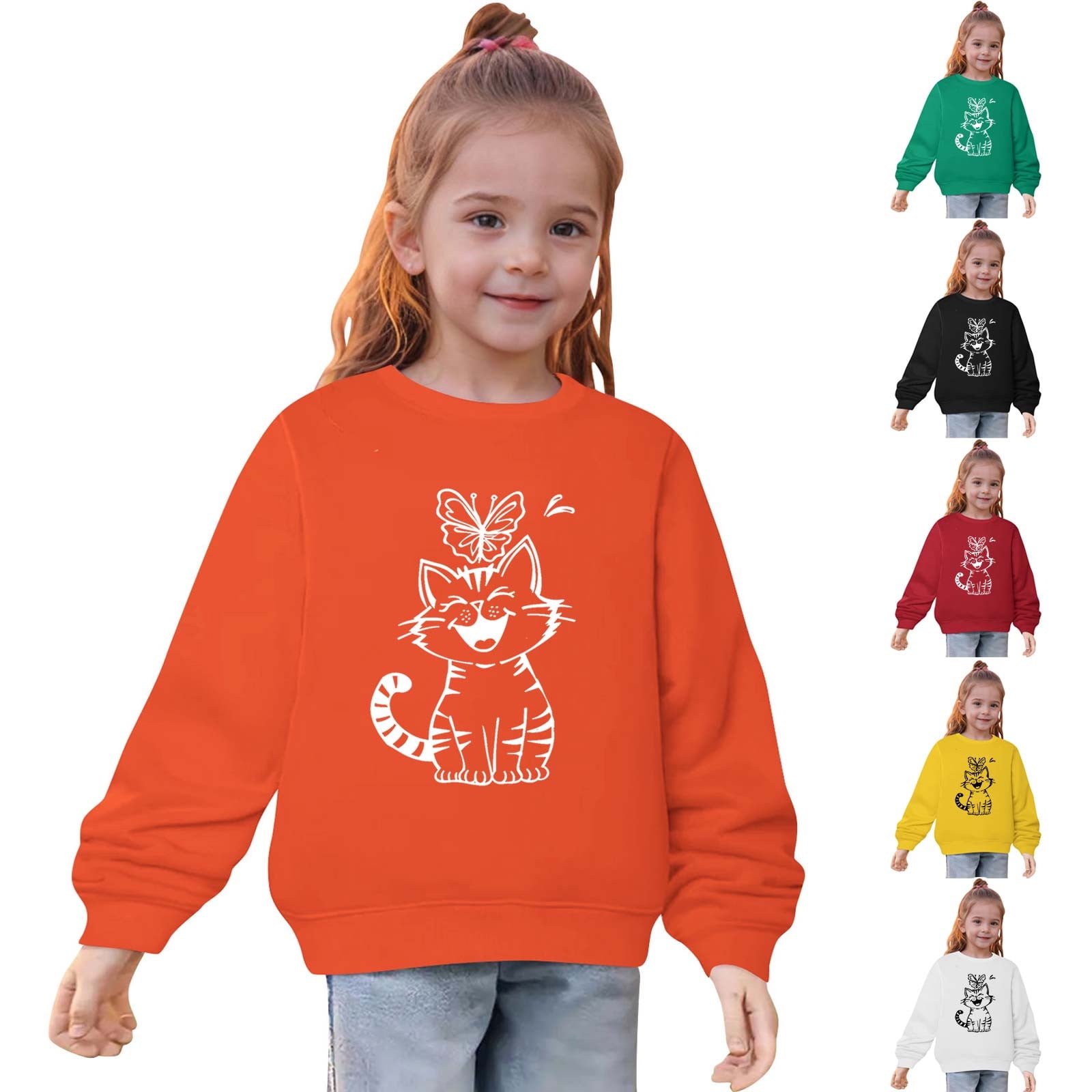 Avtoify Fall Girls Short Sleeve Shirts Heart Print 3-14 Long Sleeve ...