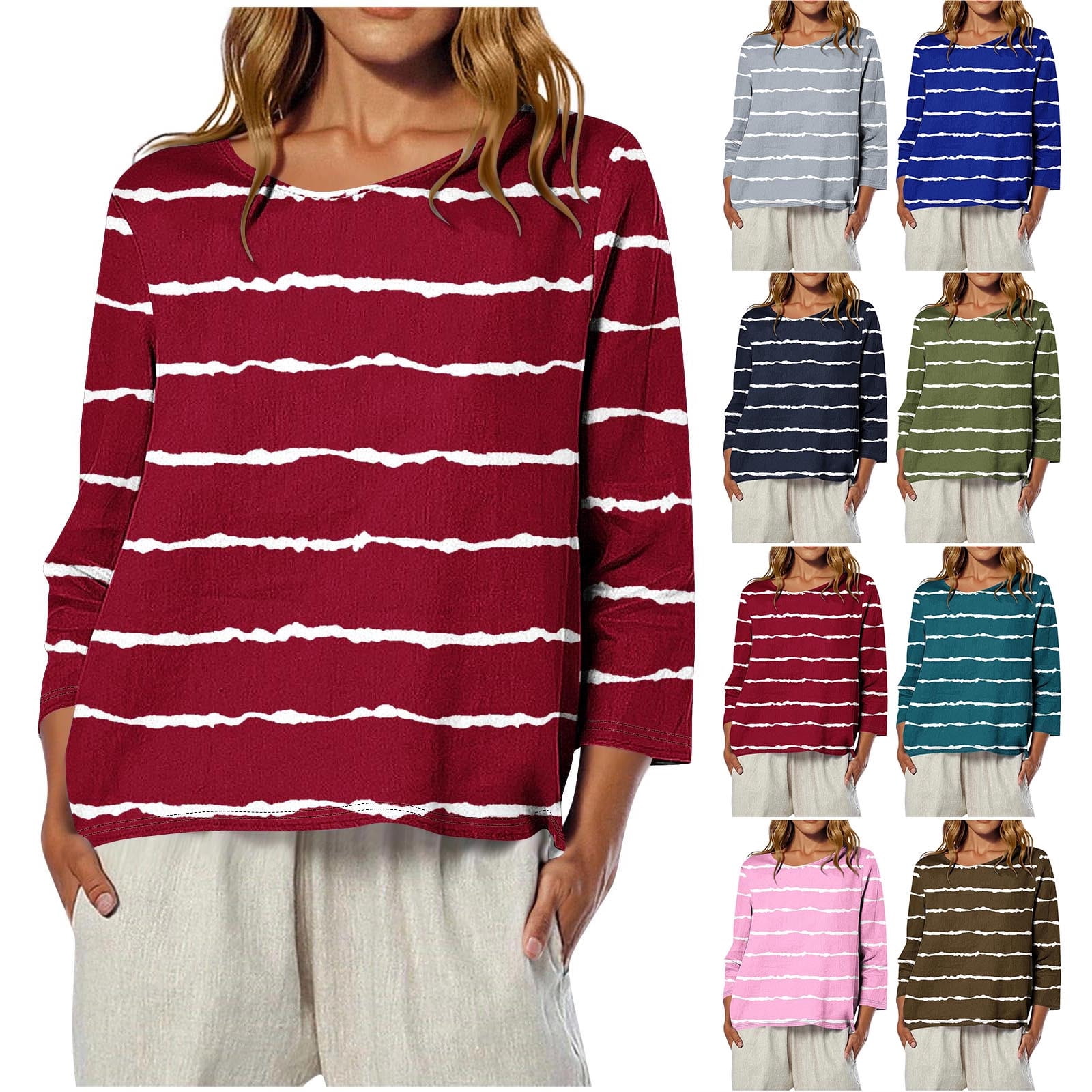 Avtoify Fashion Women's Casual Printed round Neck Summer Womens Tops ...