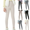 Avtoify Girls Full Length Pants Leggings 3-15 Years Solid Color Fleece ...
