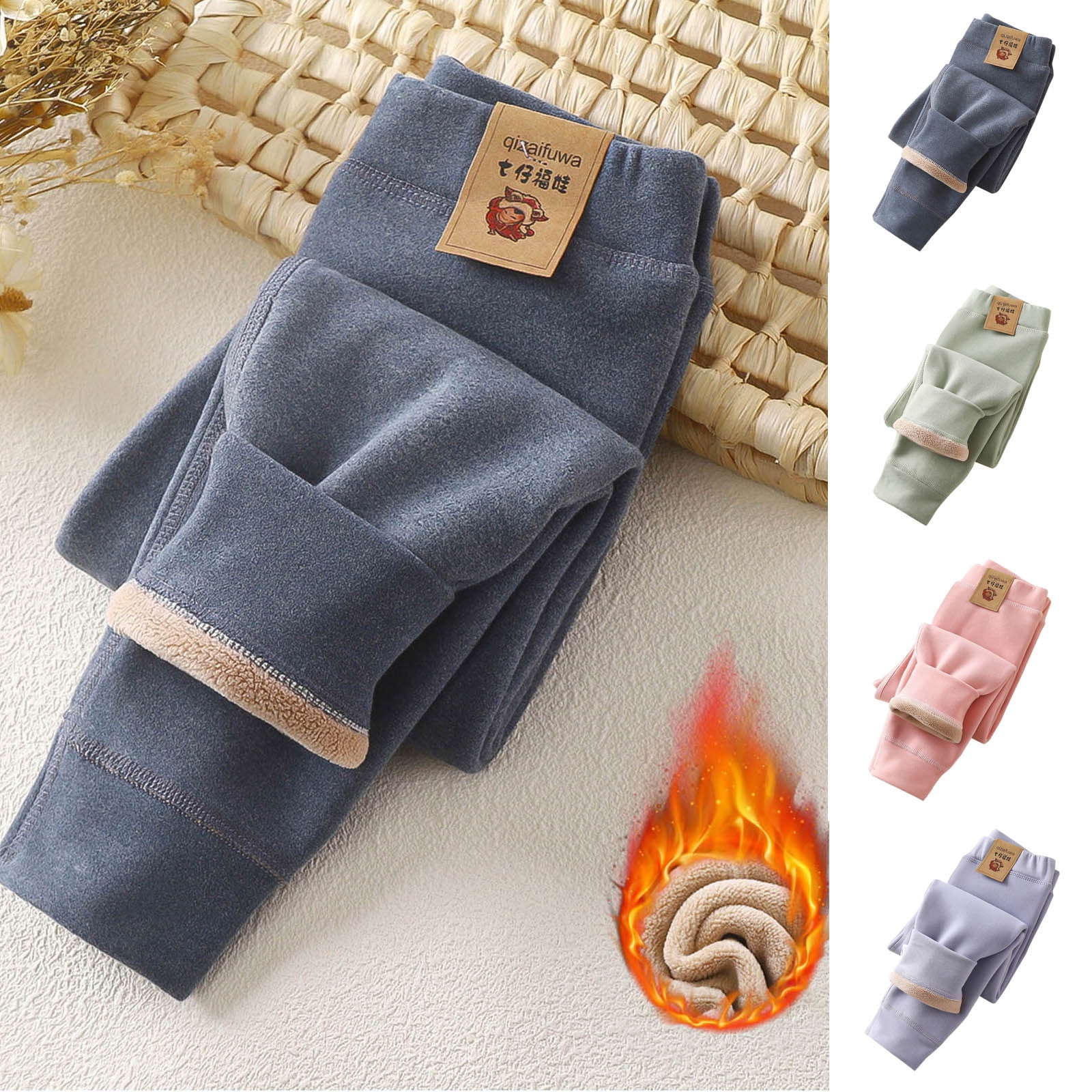 Avtoify Fleece Lined Thick Full Length Legging Bottom Summer Pants for ...