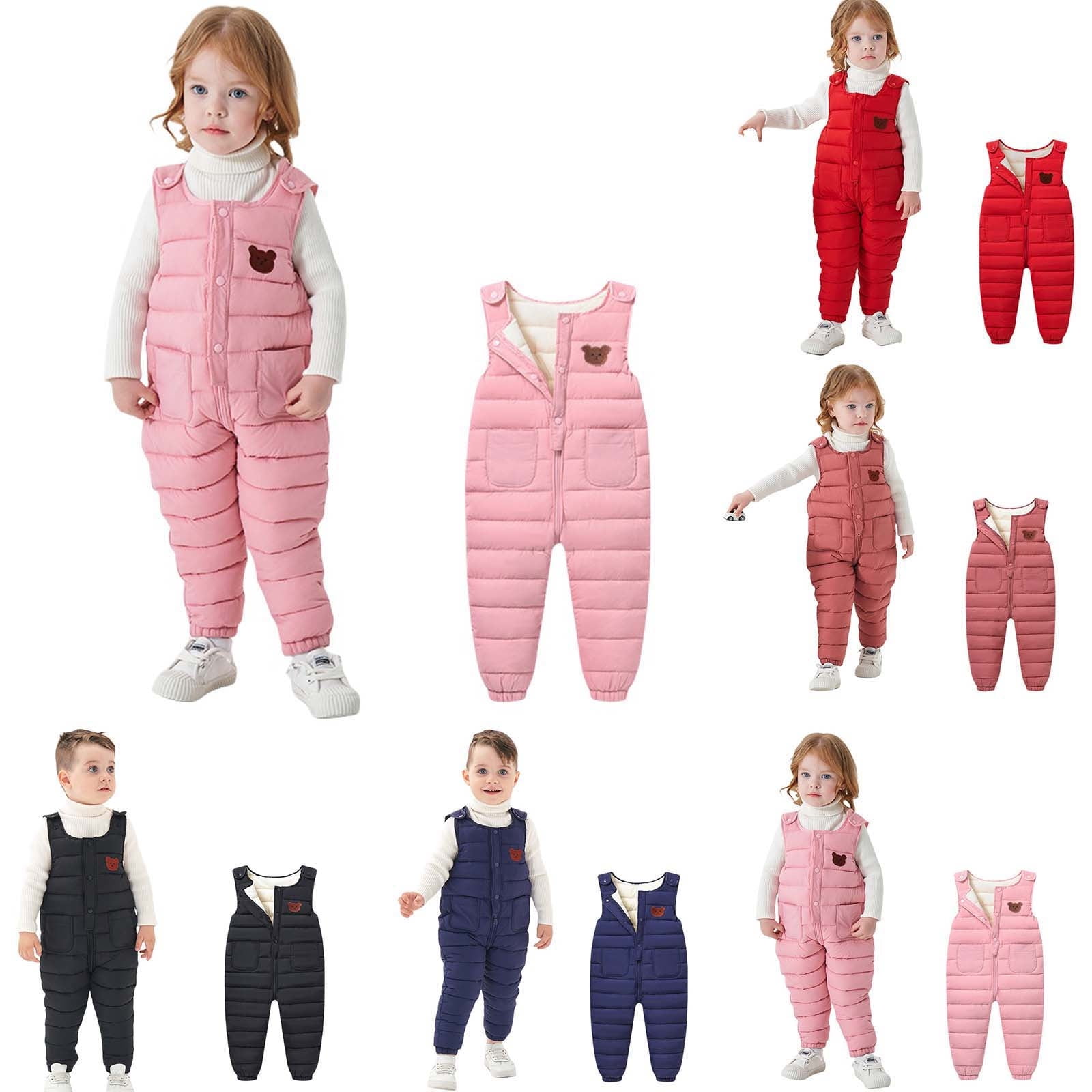 Avtoify Fleece Lined Warm Baby Overall Romper Trouser Summer Girls ...