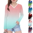 Avtoify Girls Long Sleeve Gradient Print Shirt V Neck Casual Shirt top ...
