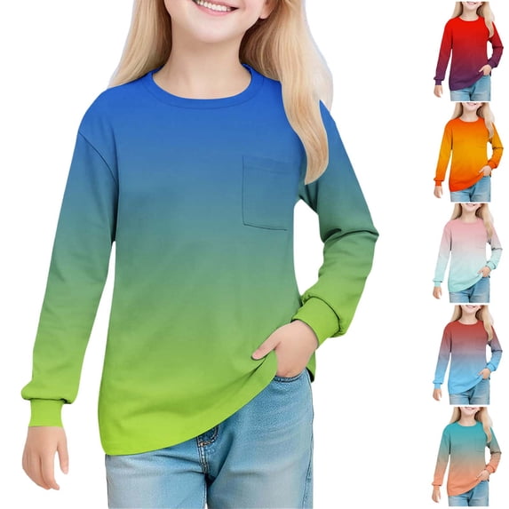 Avtoify Girls Print Round Neck Long Sleeve top Kids Pullover Shirt for ...