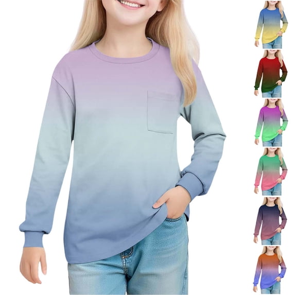 Avtoify Girls Print Round Neck Long Sleeve top Kids Pullover Shirt for ...