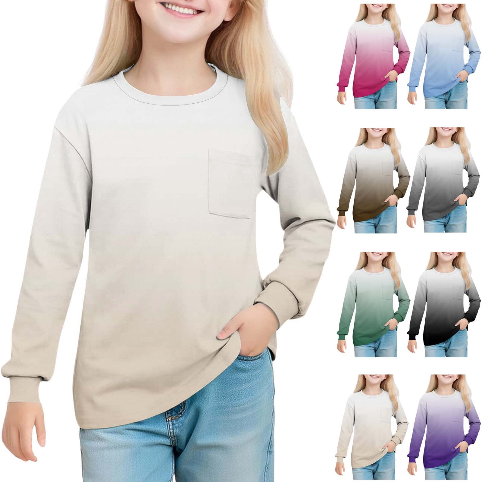Avtoify Girls Print Round Neck Long Sleeve top Kids Pullover Shirt for ...