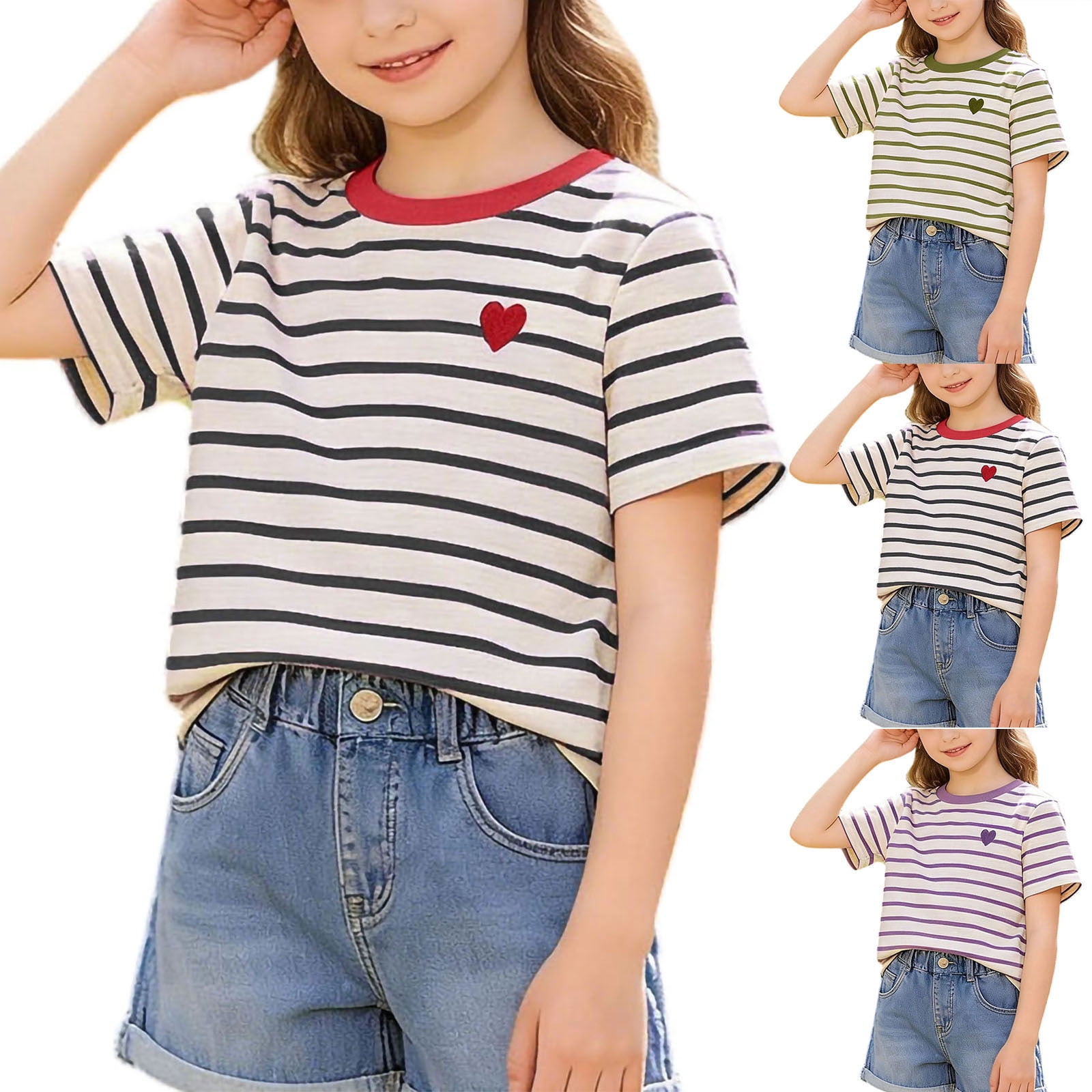 Avtoify Girls' Summer Girls Short Sleeve Shirts Breathable Lightweight ...