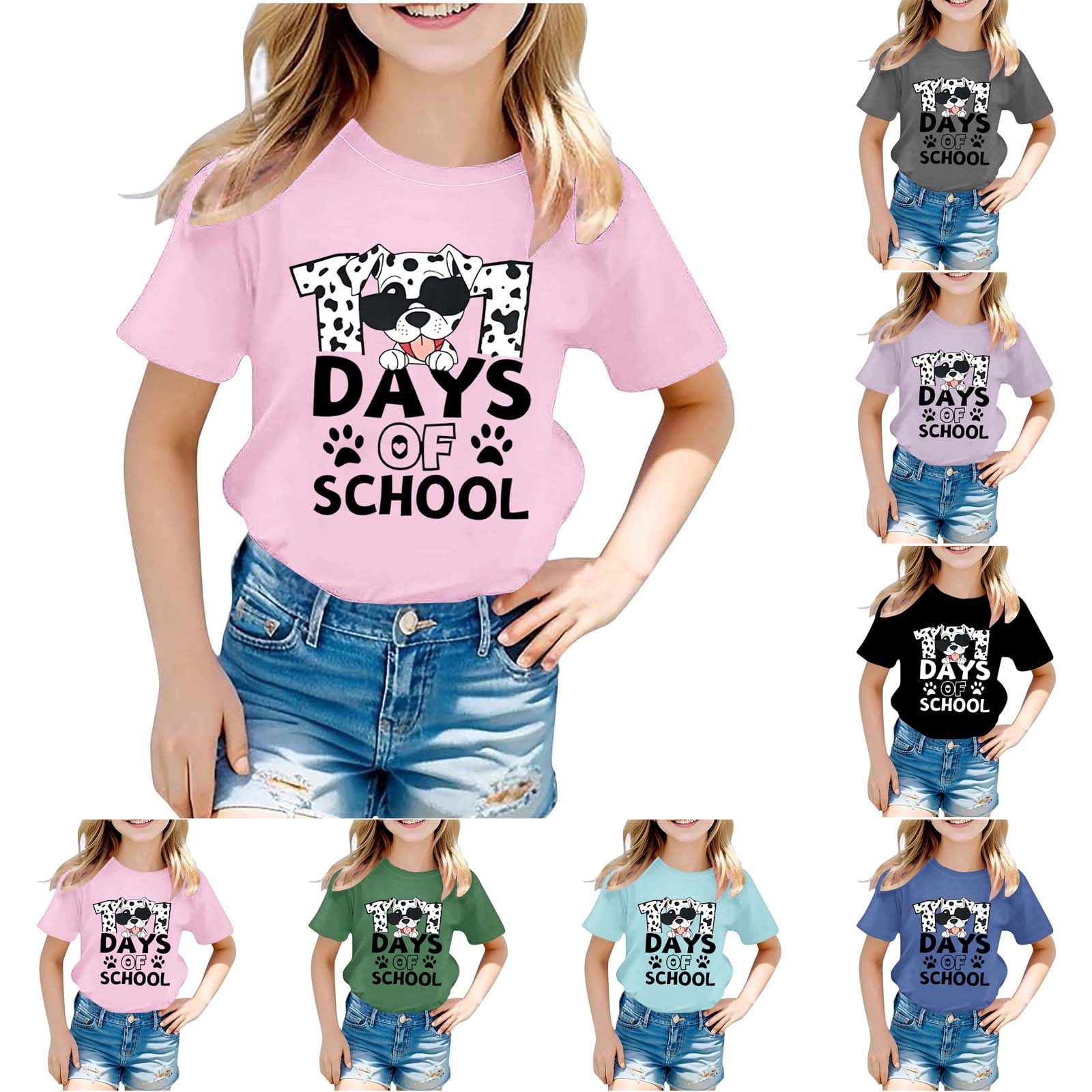 Avtoify Half Sleeve Print Round Neck Summer Girls Short Sleeve Shirts ...