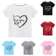 Avtoify Heart Print Round Neck Solid Color Summer Short Sleeve Shirts ...
