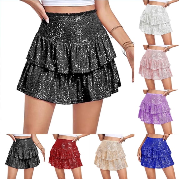 Avtoify High Low Layered Irregular Sequin Performance Beaded Short ...