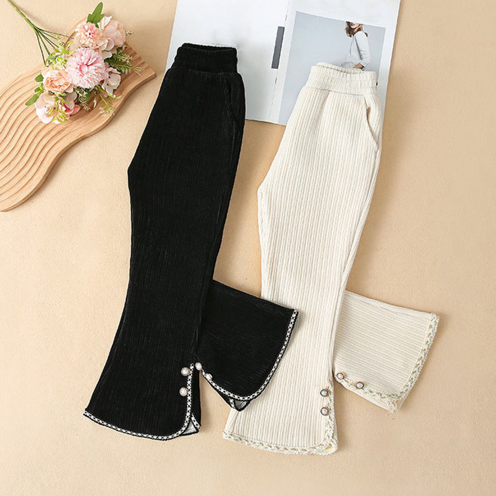 Avtoify High Waist Flare Solid Trouser Summer Girls Pants Made as Fall ...