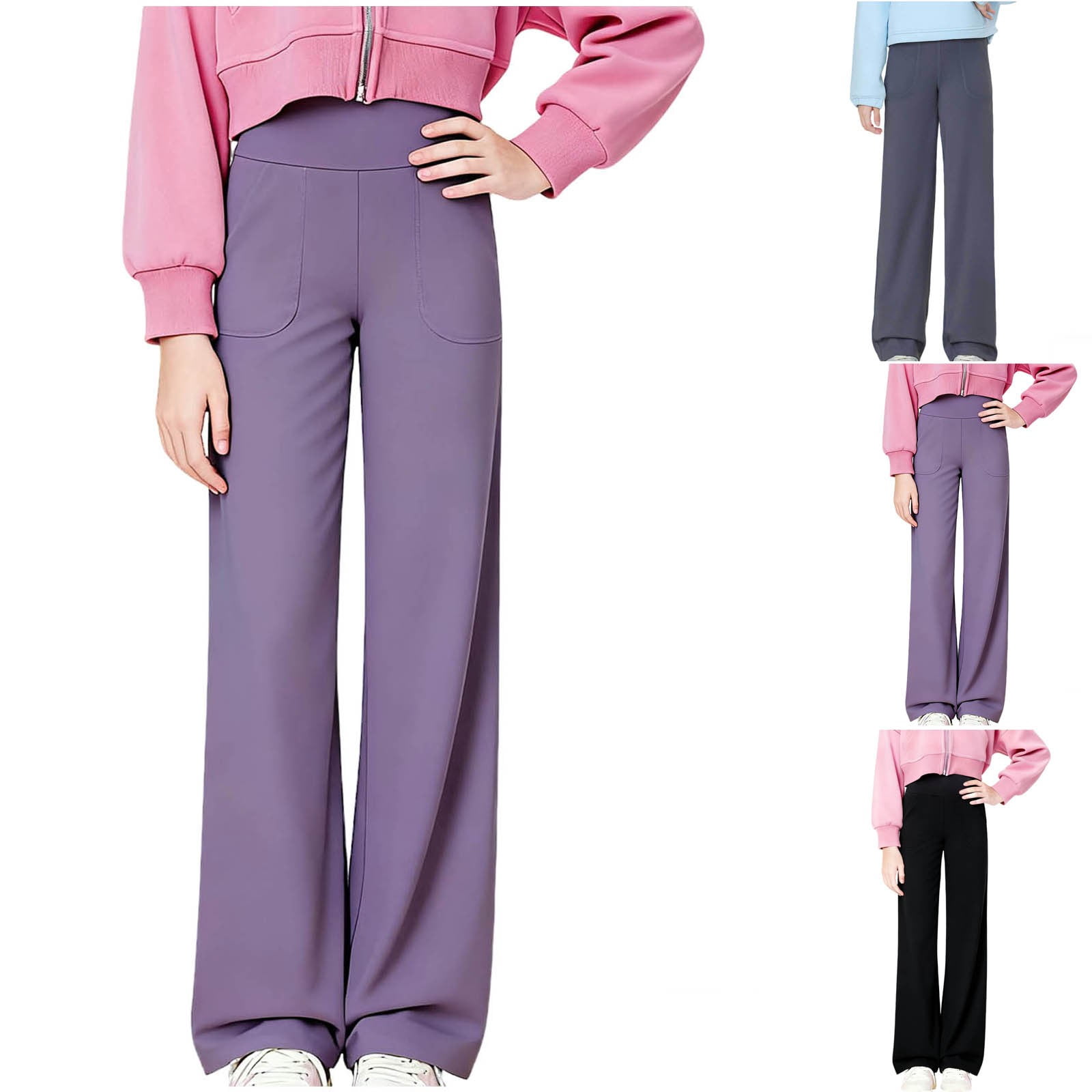 Avtoify High Waist Side Pocket Straight Yoga Bottom Summer Girls Pants ...