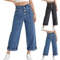 Avtoify High Waist Straight Wide Leg Denim Trouser Summer Girls Pants ...