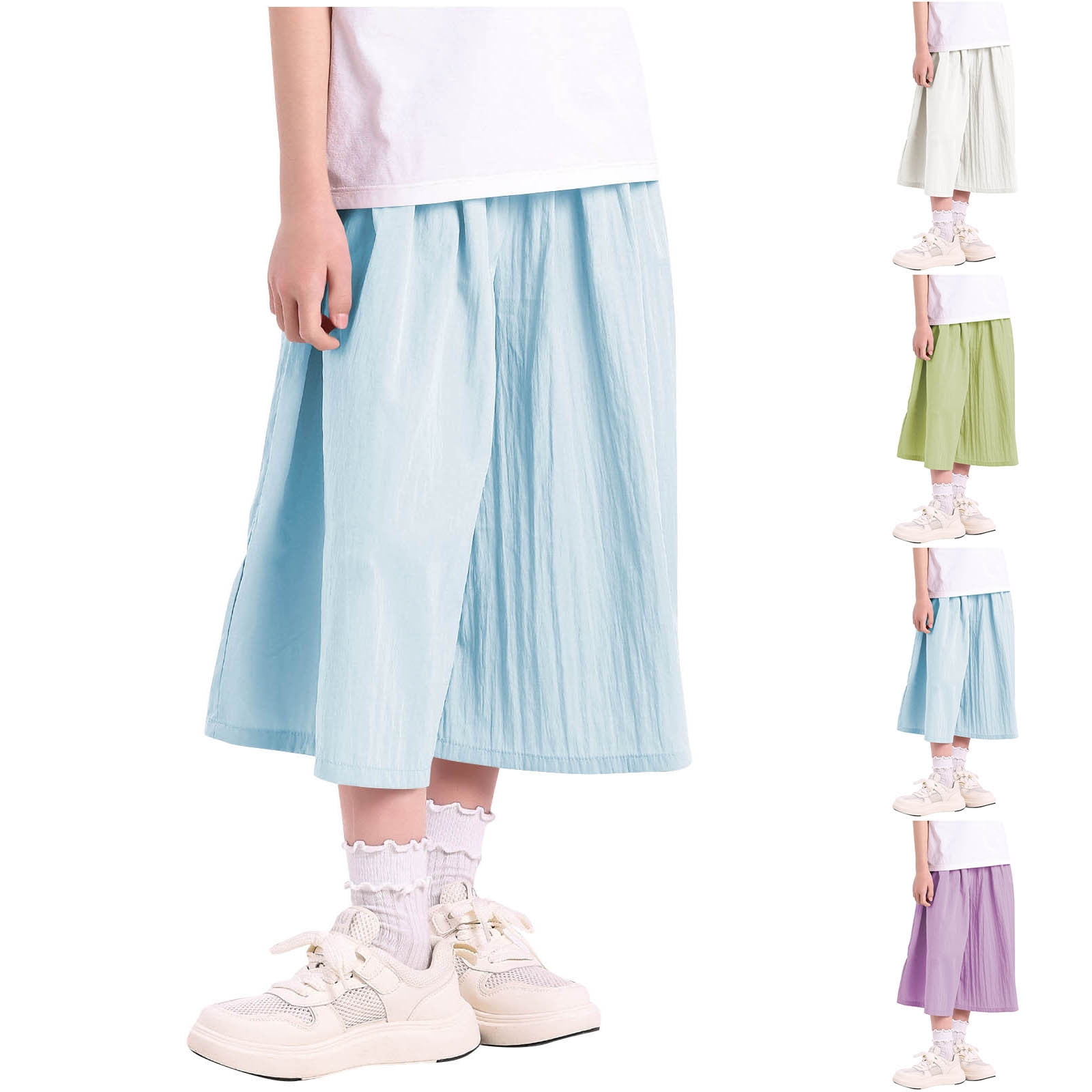 Avtoify High Waist Wide Leg Thin Casual Bottom Summer Girls Casual ...