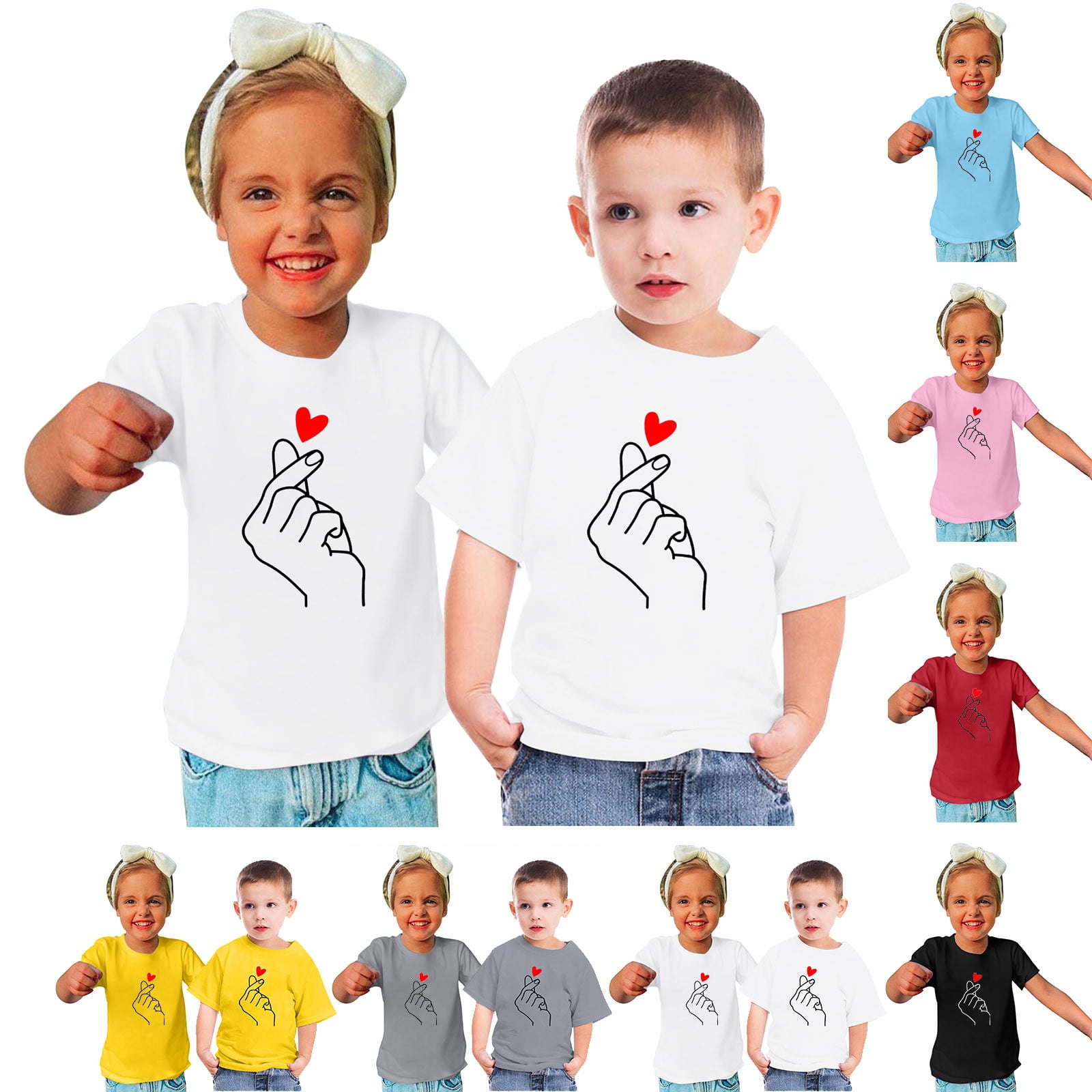 Avtoify Holiday Print Summer Kids Short Sleeve Shirts Round Neck Tee ...