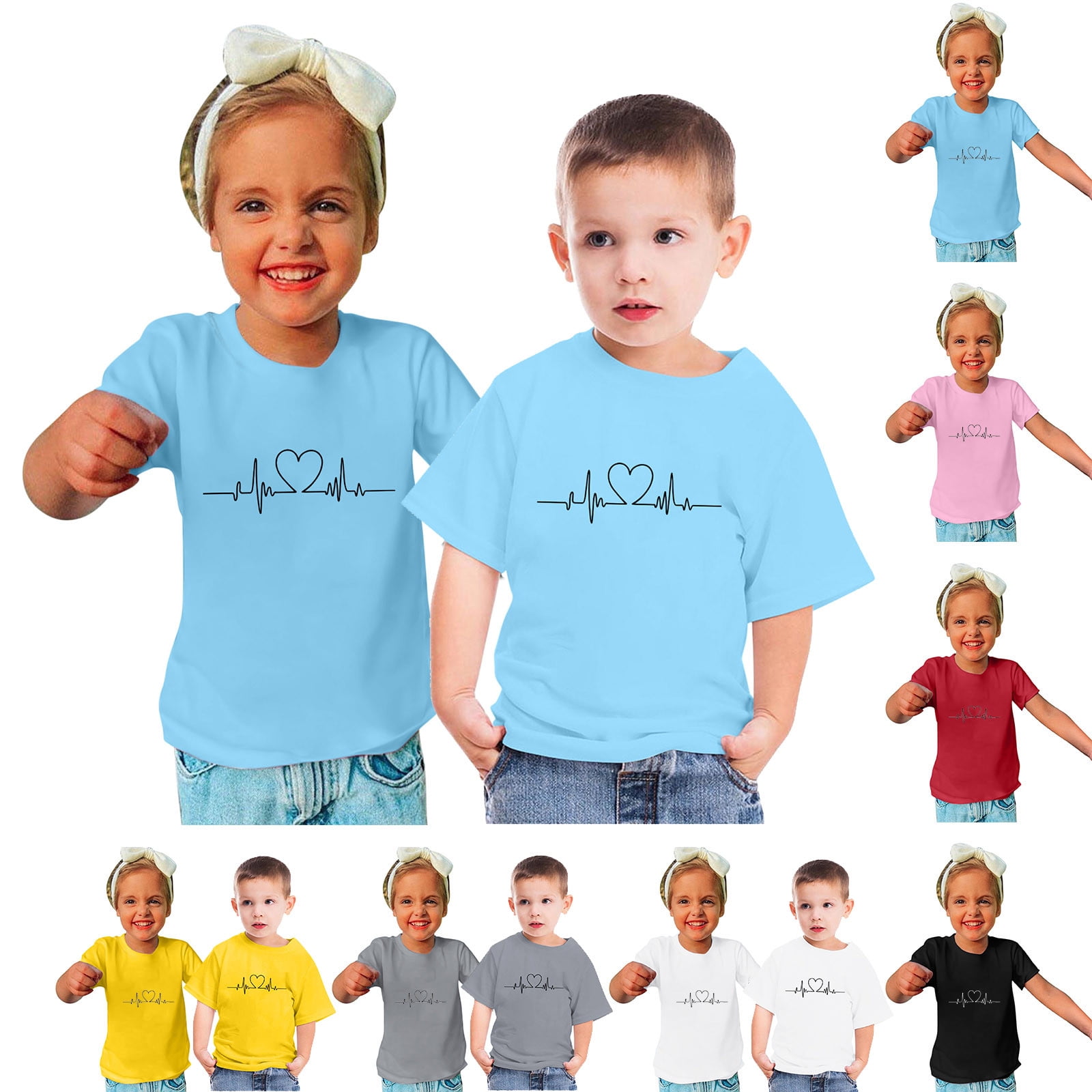 Avtoify Holiday Print Summer Kids Short Sleeve Shirts Round Neck Tee ...