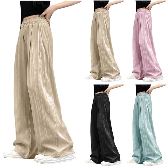 Avtoify Ice Silk Pleated Wide Leg- Fabric Pants for Summer Mid Kids ...