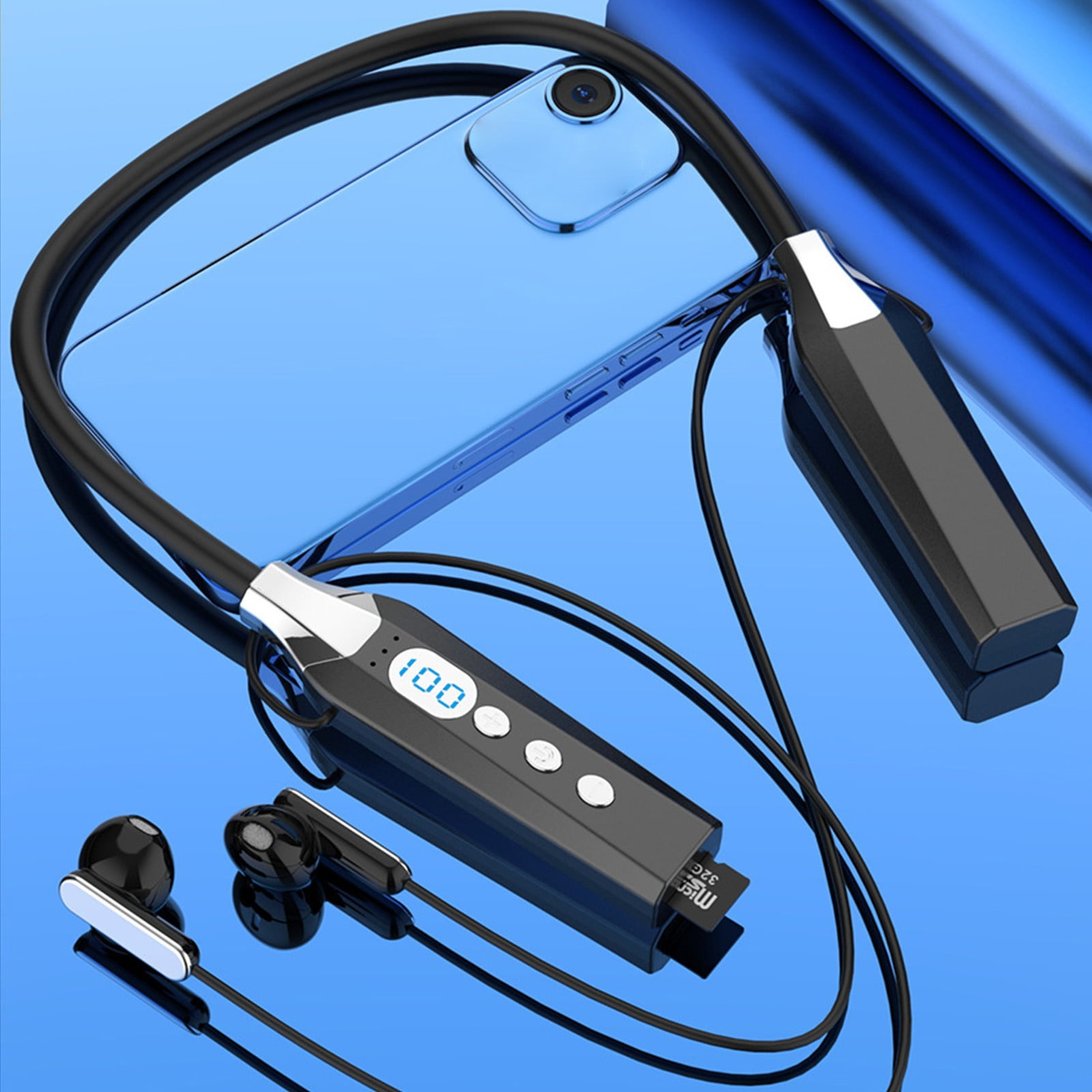 Avtoify Intelligent Digital Display Wireless Hanging Neck Bluetooth ...