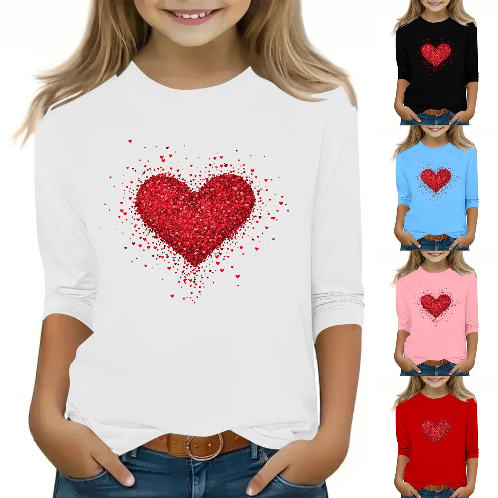 Avtoify Kids Print 3/4 Sleeve Round Neck Bottom Shirt top Girls Long ...