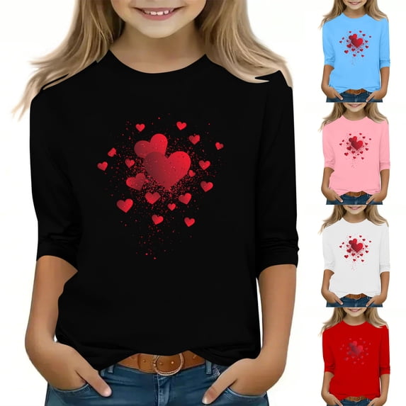 Avtoify Kids Print 3/4 Sleeve Round Neck Bottom Shirt top Girls Long ...
