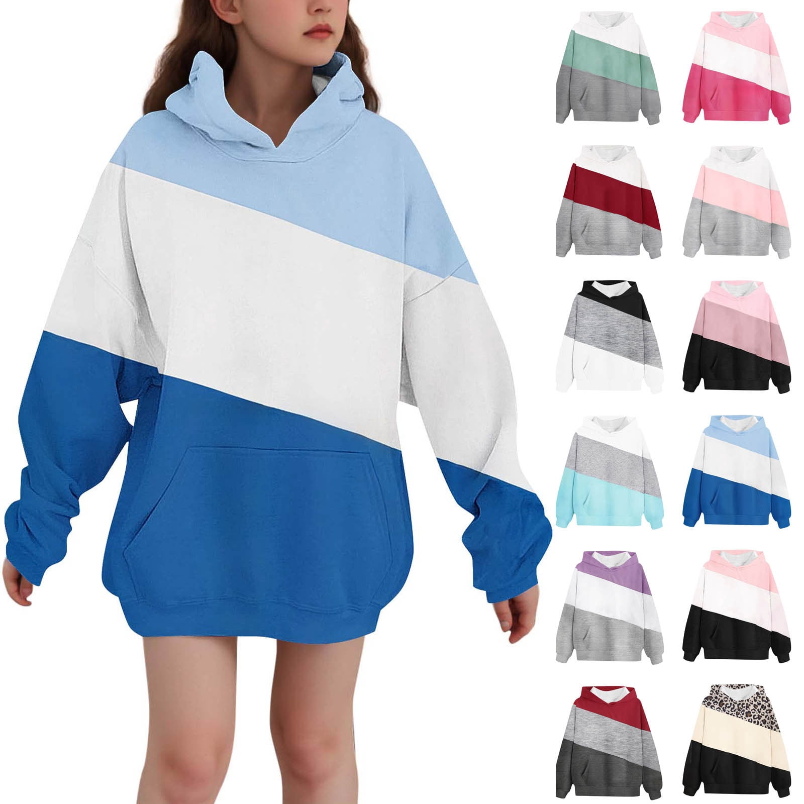 Avtoify Kids Print Fleece Lined Long Sleeve Hoodie Girls Long Sleeve ...