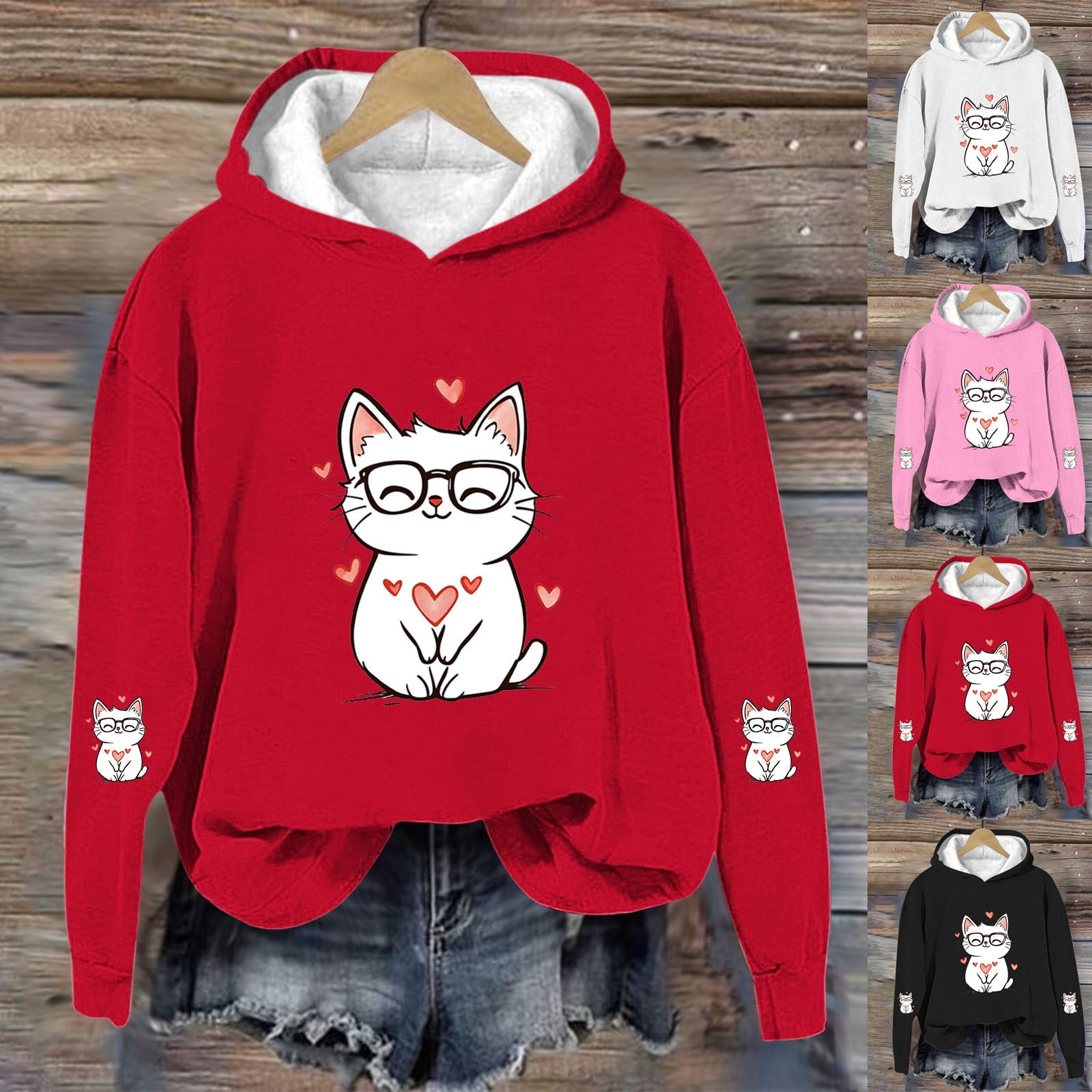 Avtoify Kids Print Fleece Lined Long Sleeve Hoodie Girls Long Sleeve ...