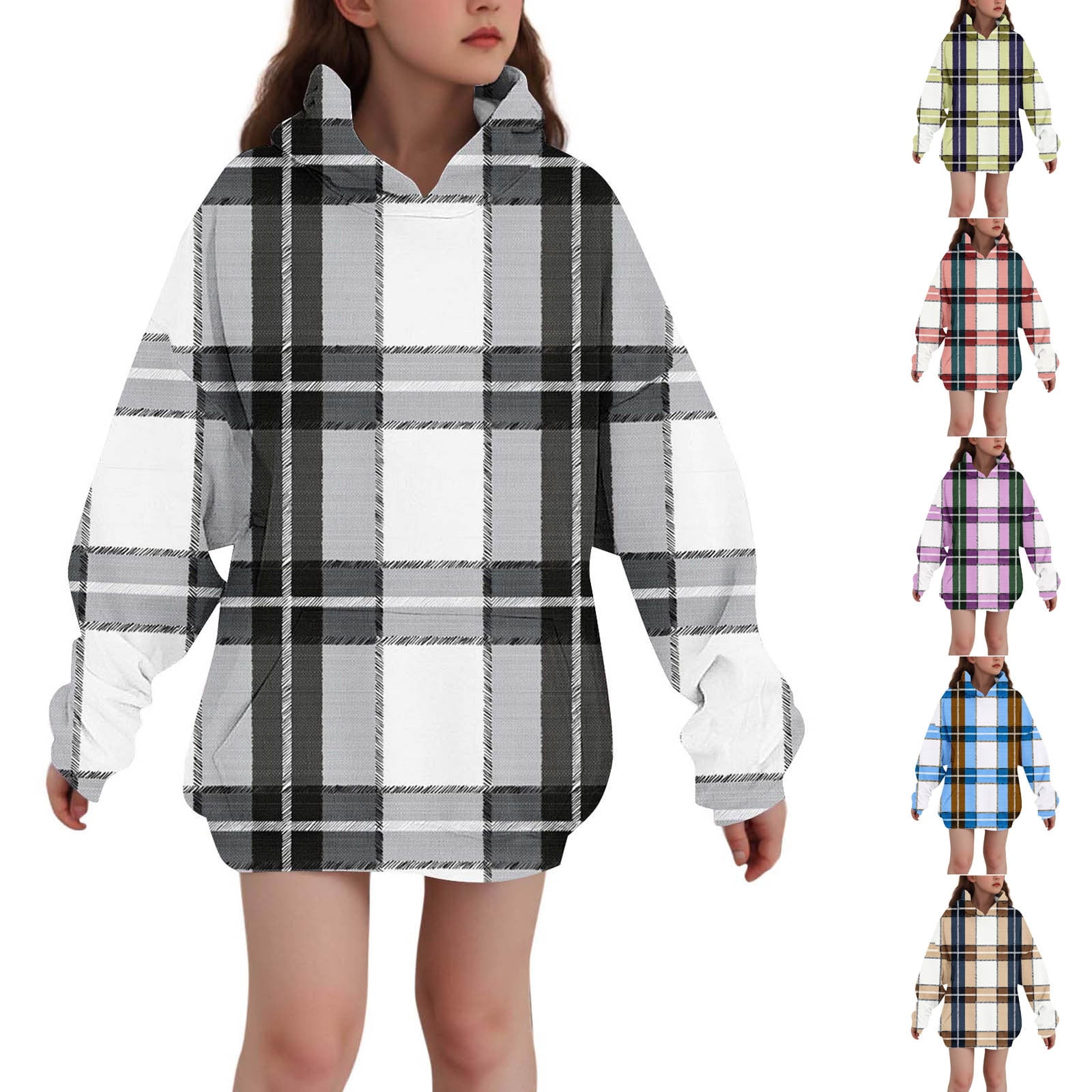 Avtoify Kids Print Fleece Lined Long Sleeve Hoodie Girls Long Sleeve ...