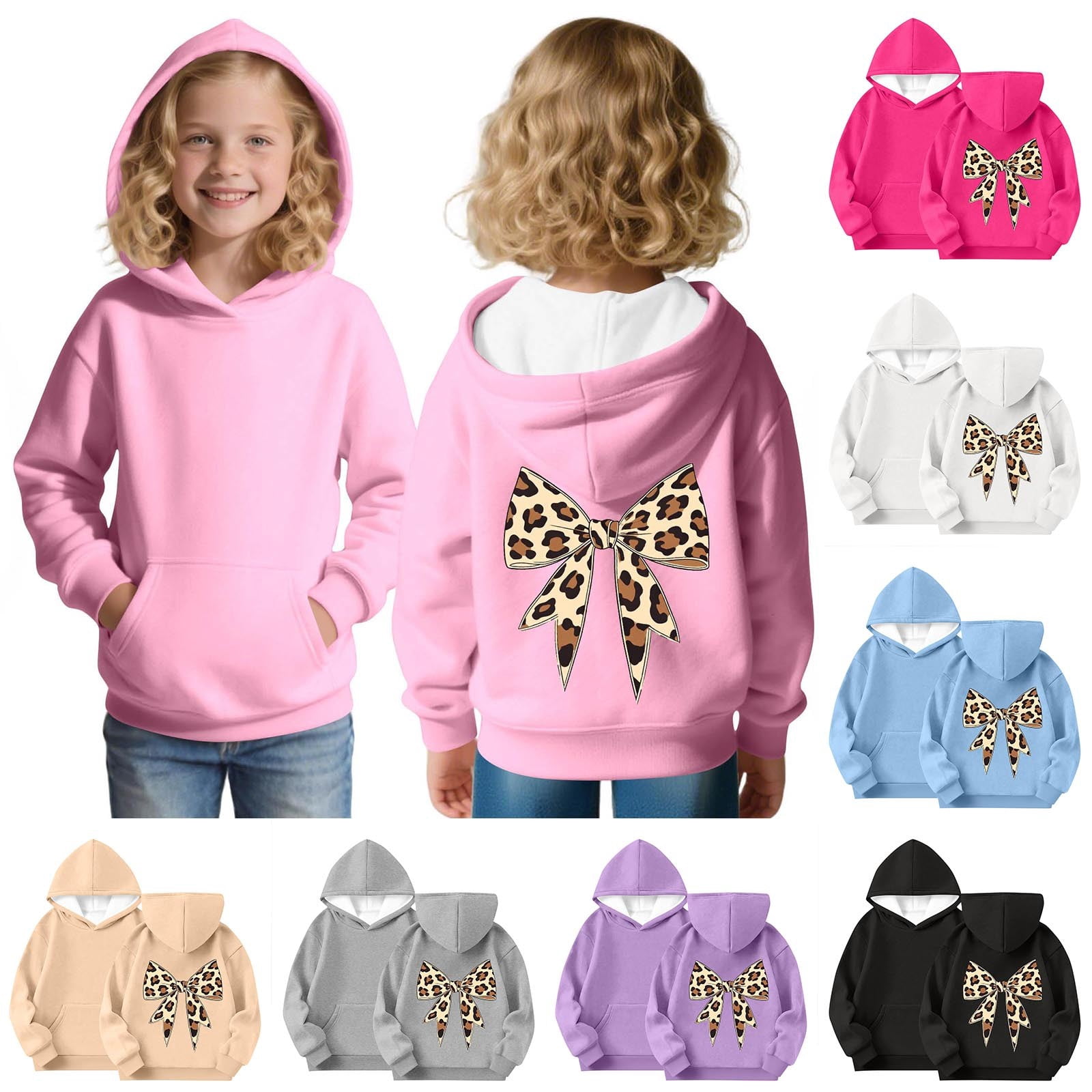Avtoify Kids Print Long Sleeve Hooded Hoodie with Pockets Back Print ...