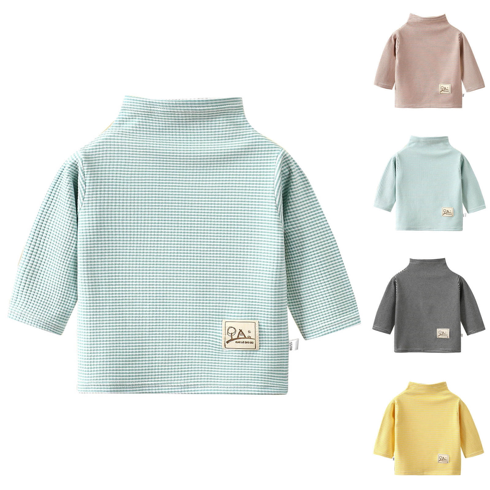 Avtoify Kids Solid Color Long Sleeve Round Neck Blouses Girls Long ...